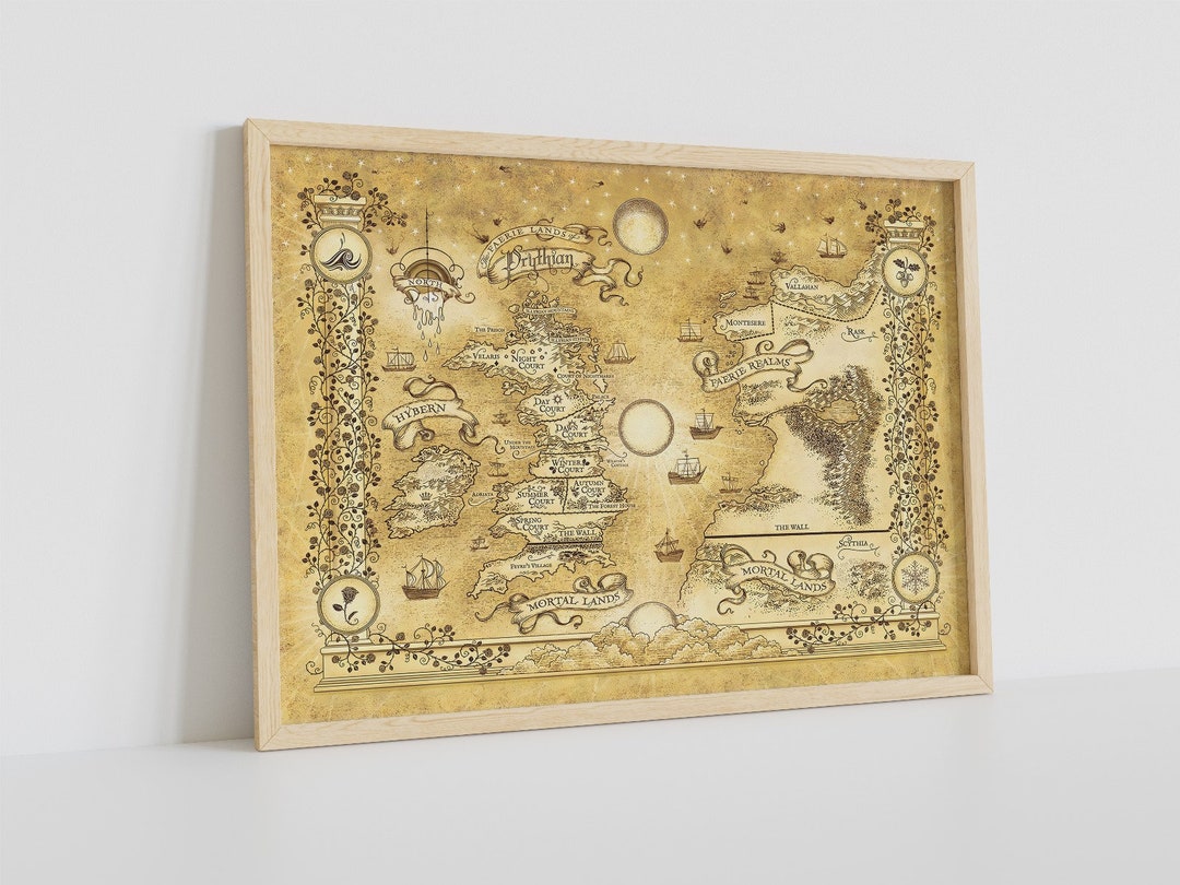 Fantasy Acotar World Map Canvas, Court of Thorns and Roses Series, High ...