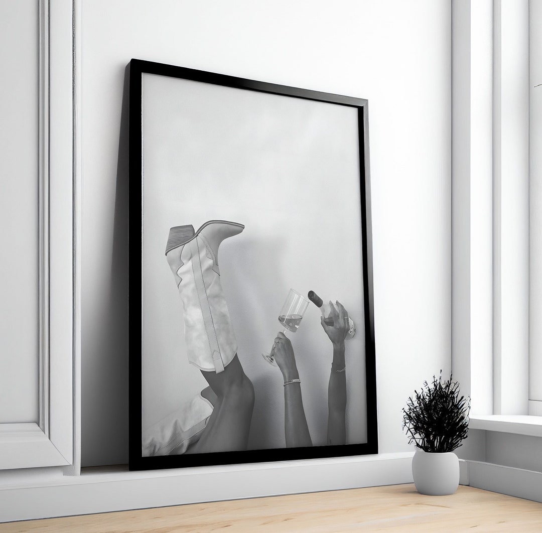 Woman Drinking Wine Elegant Urban, Alcohol Wall Art, Bar Cart Decor ...