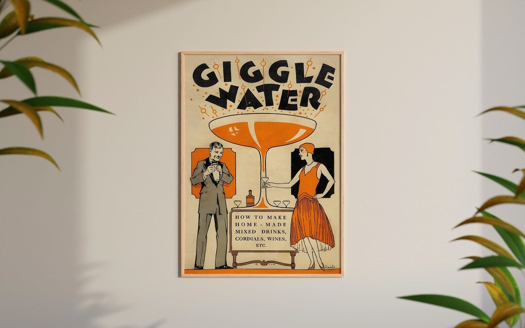 Giggle Water Martini Art Print: Vintage Bar Wall Decor - Etsy