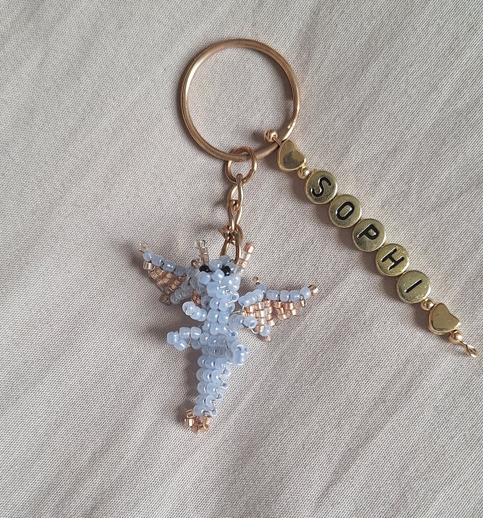 Cute Hand-woven Bead Dragon Keychain, Custom Nametag Design ...