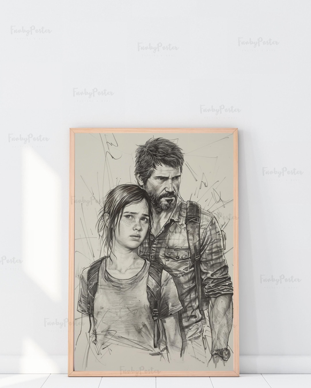 Joel and Ellie Pencil Illustration Poster, the Last of Us Art, Wall ...
