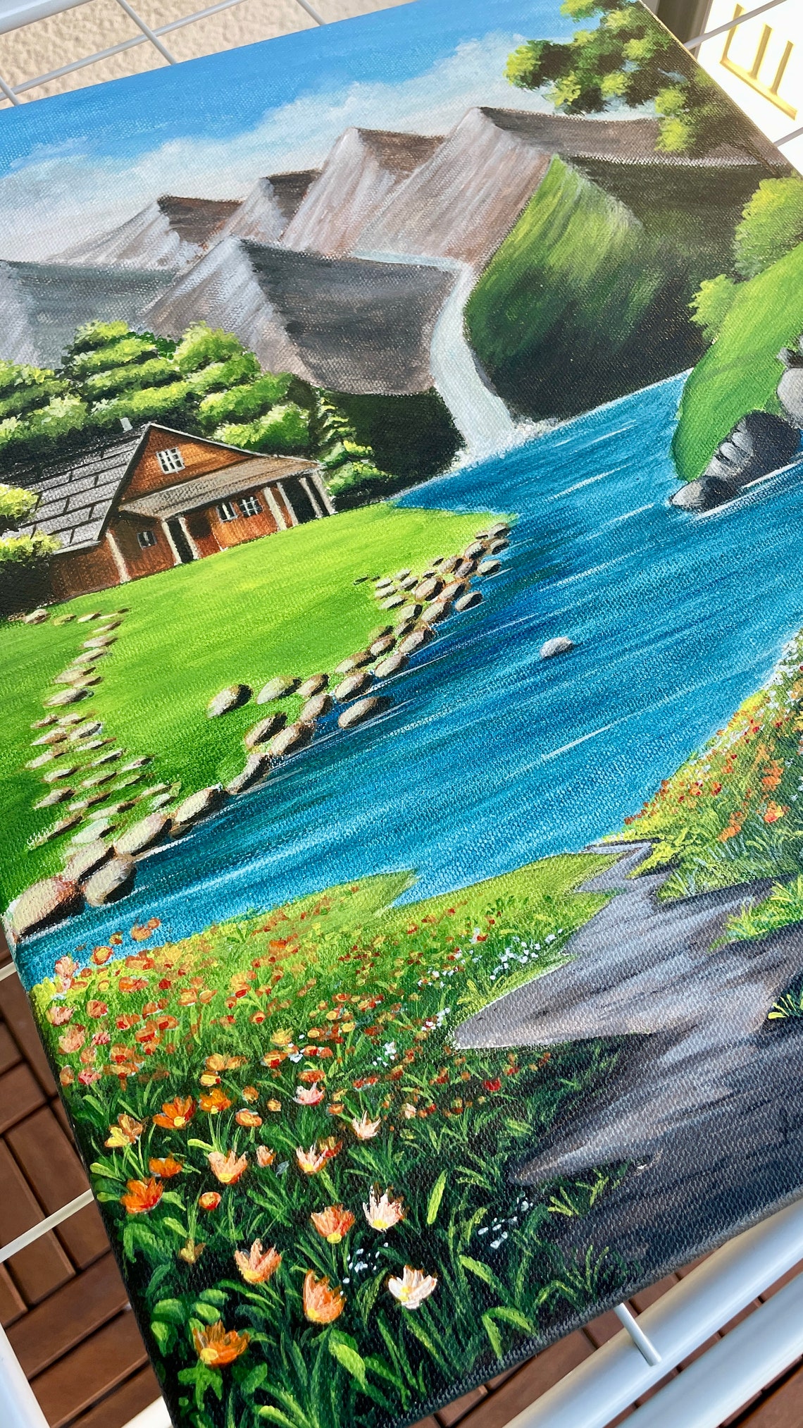 Serene Spring Landscape Acrylic Painting, Original Spring Summer Nature ...