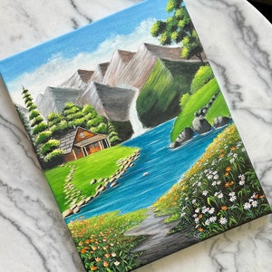 Serene Spring Landscape Acrylic Painting, Original Spring Summer Nature ...