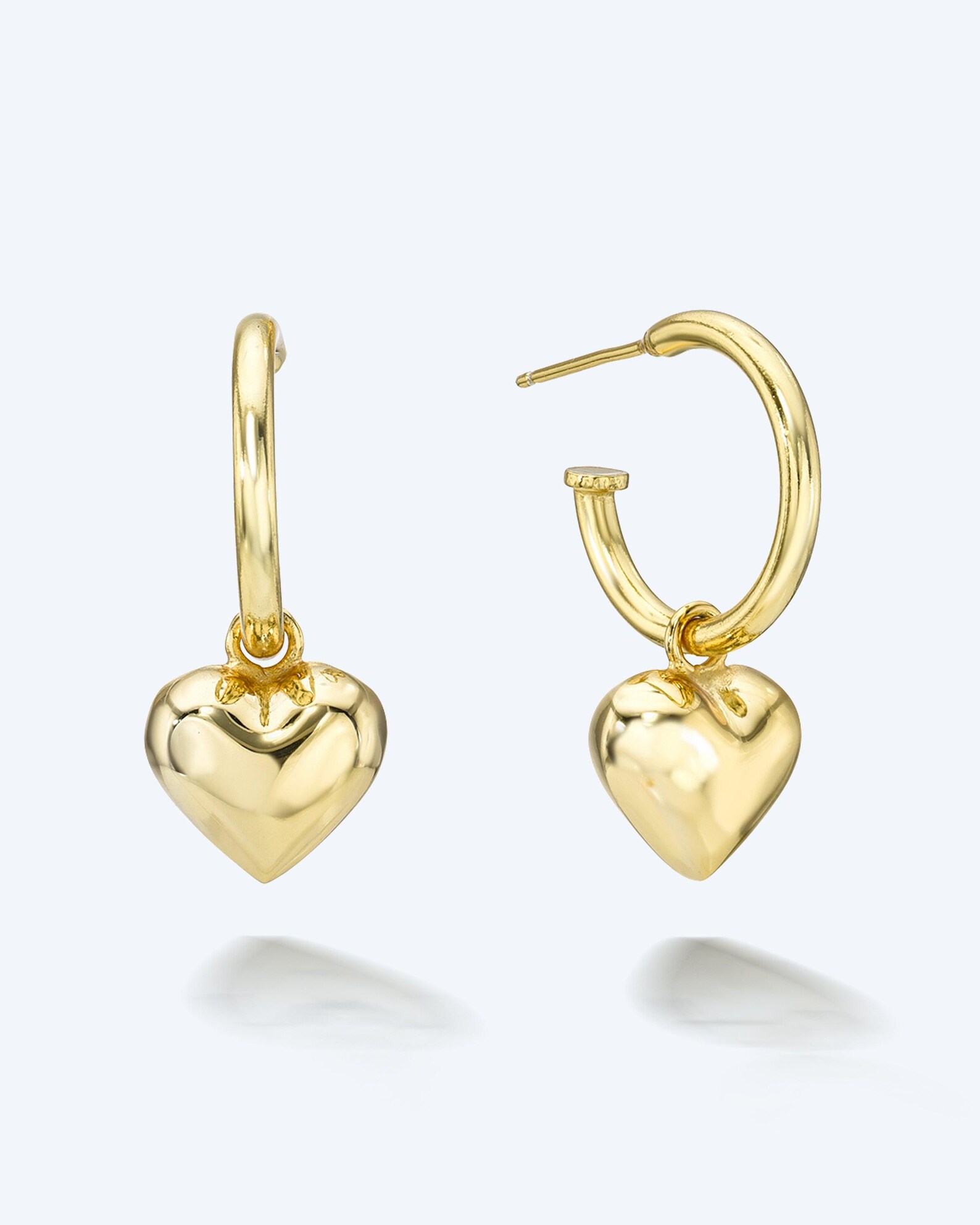 18K Gold Love Affair Hoops • Bubble Heart Hoop Earrings • Water ...