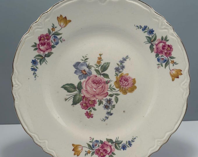 Vintage 40’s Scio Pottery, Hazel Pattern, 9” Dinner Plate. Pink Floral ...