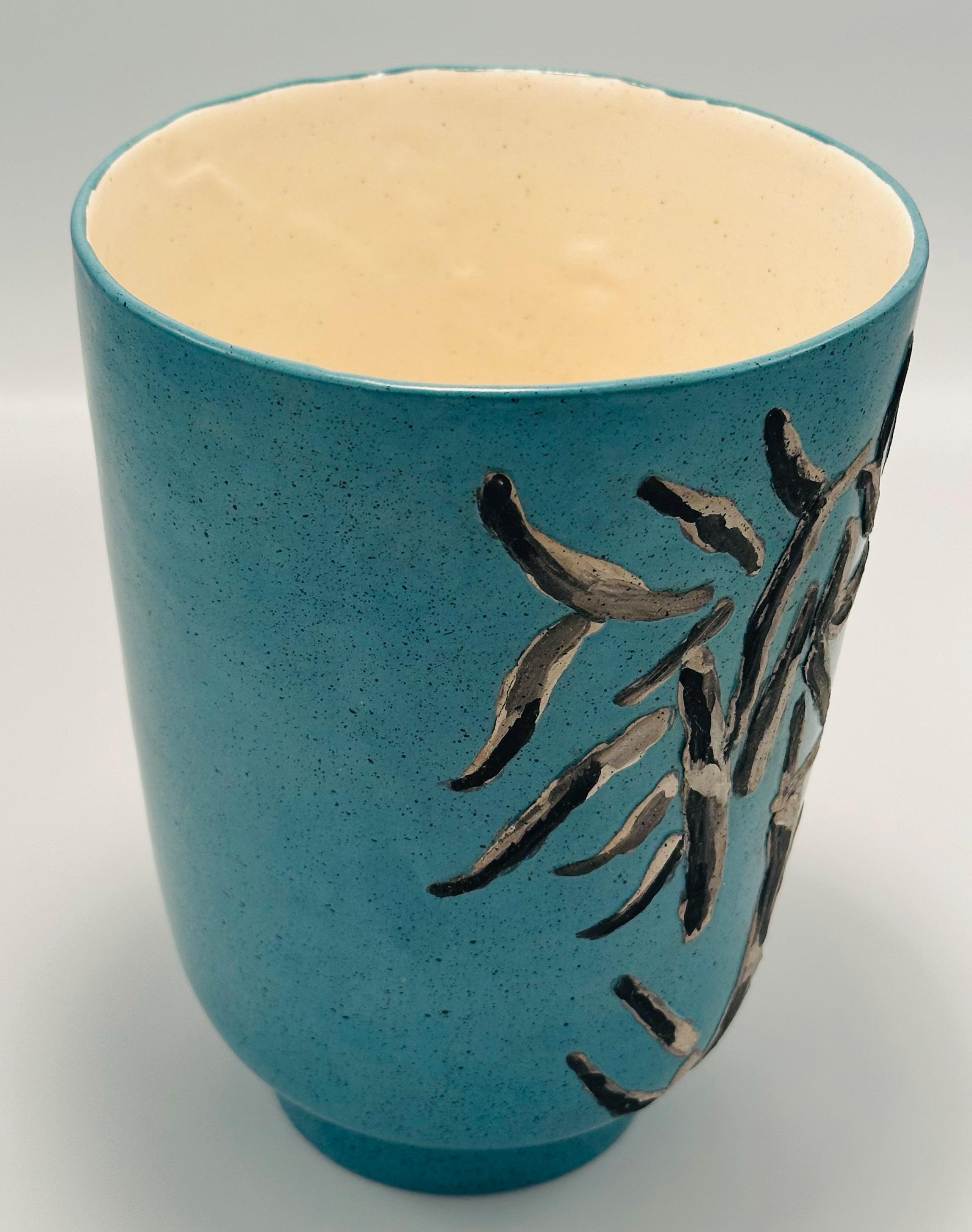 Vintage Aqua Blue Handmade Pottery Vase - Etsy