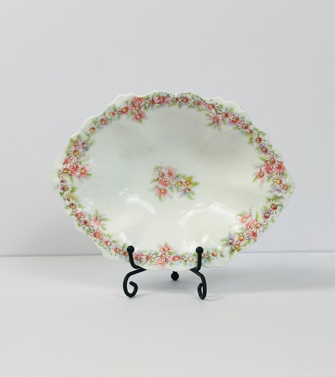 Rare Vintage Elbogen Austrian Porcelain Floral Bowl / Trinket Dish ...