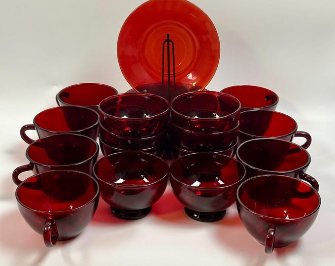 Set of 26 Pieces - Depression Glass - Royal Red Ruby - Anchor Hocking ...