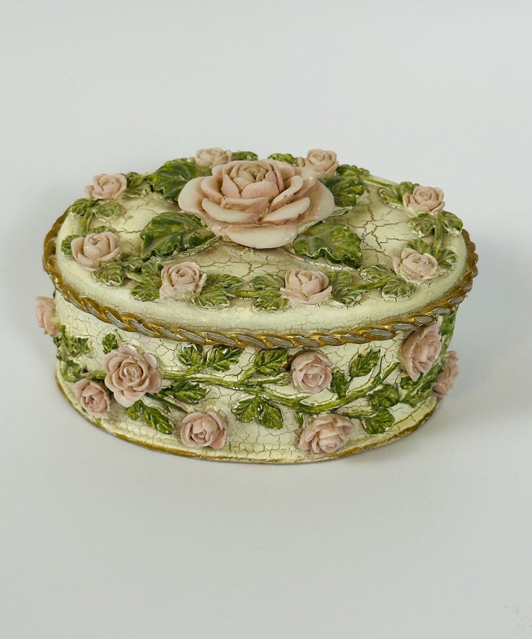 90’s Dezine Victorian Floral Hand Painted/set Trinket / Jewelry Box. 4 ...