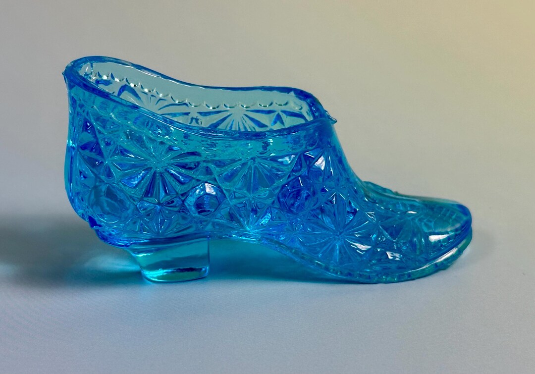 Antique 1880’s Bryce Bros Small Blue Glass Victorian Shoe / Slipper ...