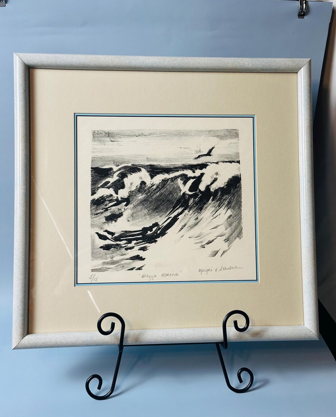 Vintage Hand Signed & Numbered Etching Seascape. Acrylic Framerd Glass ...