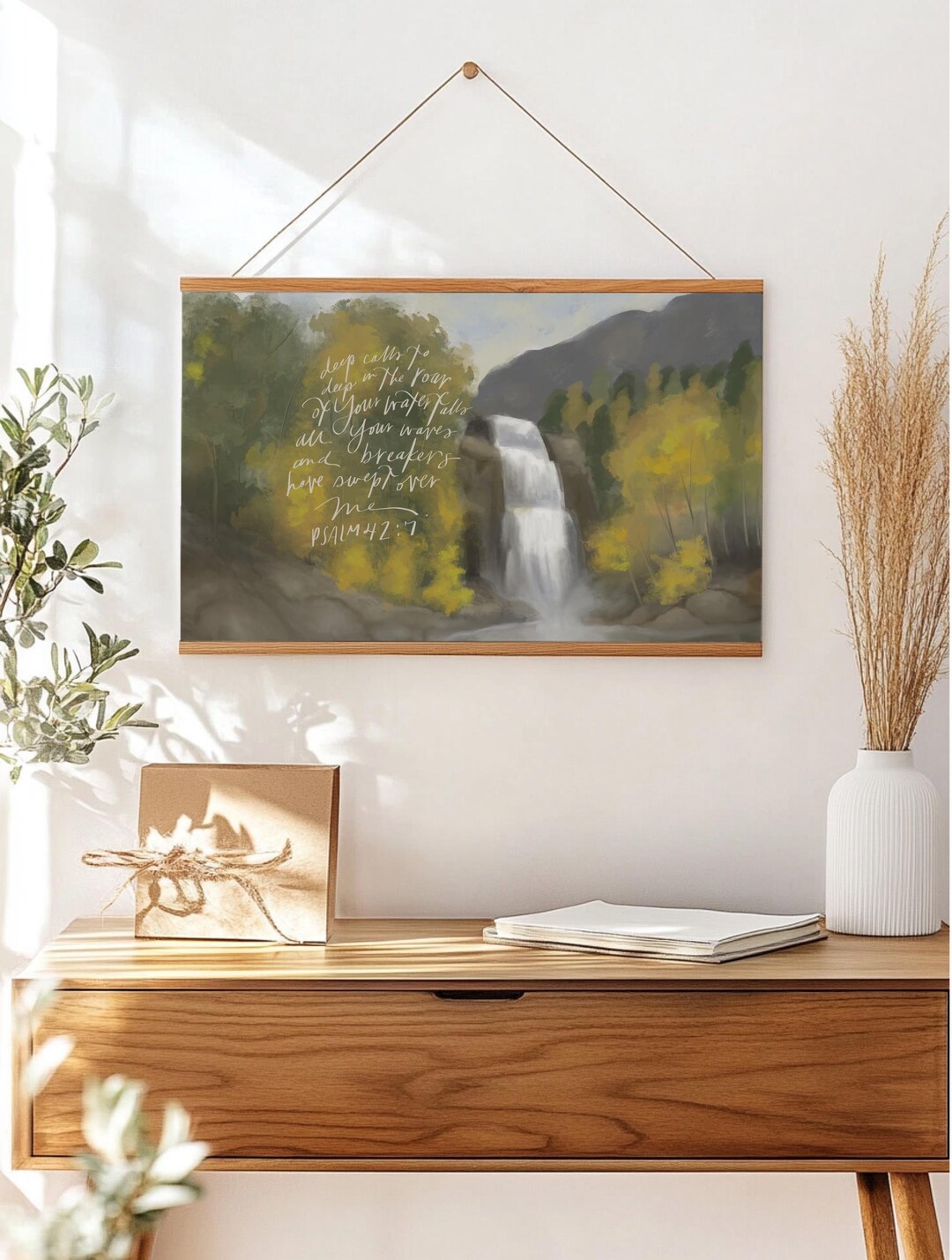 Psalm 42:7 Waterfall | Christian Digital Wall Art | Instant Digital ...