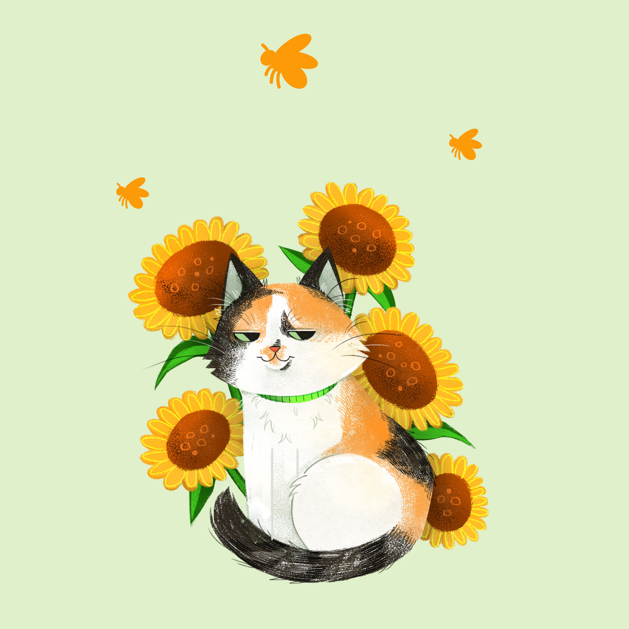 Sunflower Cat Phone Wallpaper, Phone Wallpaper, Cats Wallpaper, Cat ...