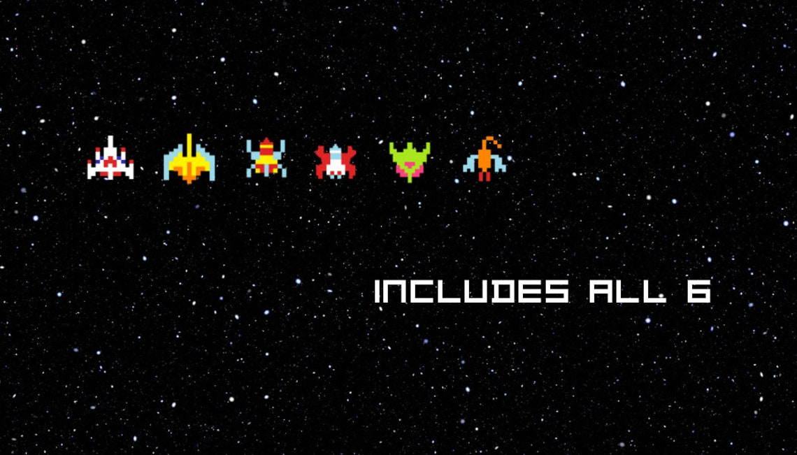 Galaga Retro Arcade Desktop Wallpaper & Digital Files Space Invaders ...