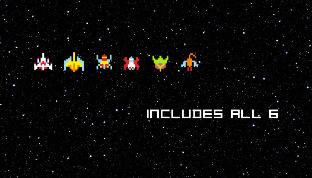 Galaga Retro Arcade Desktop Wallpaper & Digital Files Space Invaders Theme 80s Arcade Game ...