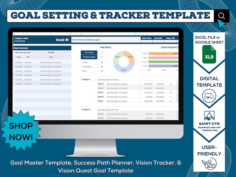 Goal Setting & Tracker Template - Etsy