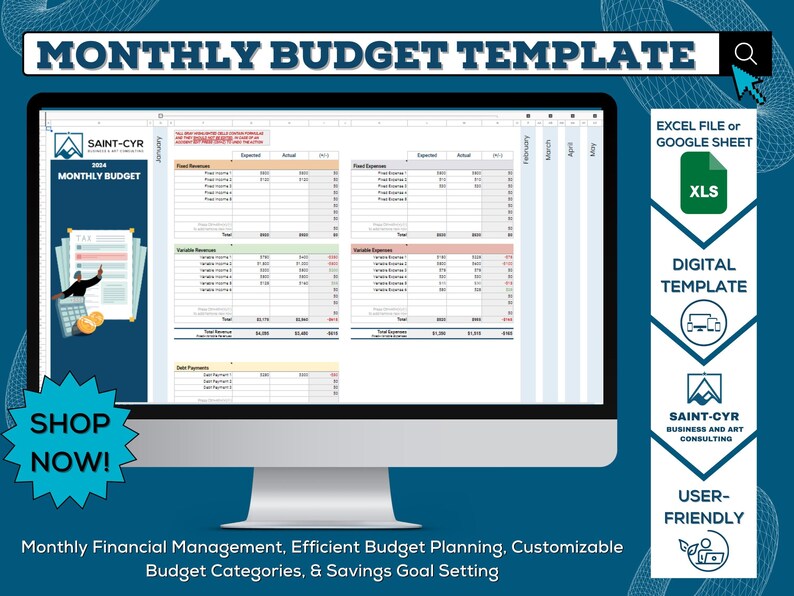 Monthly Budget Template - Etsy