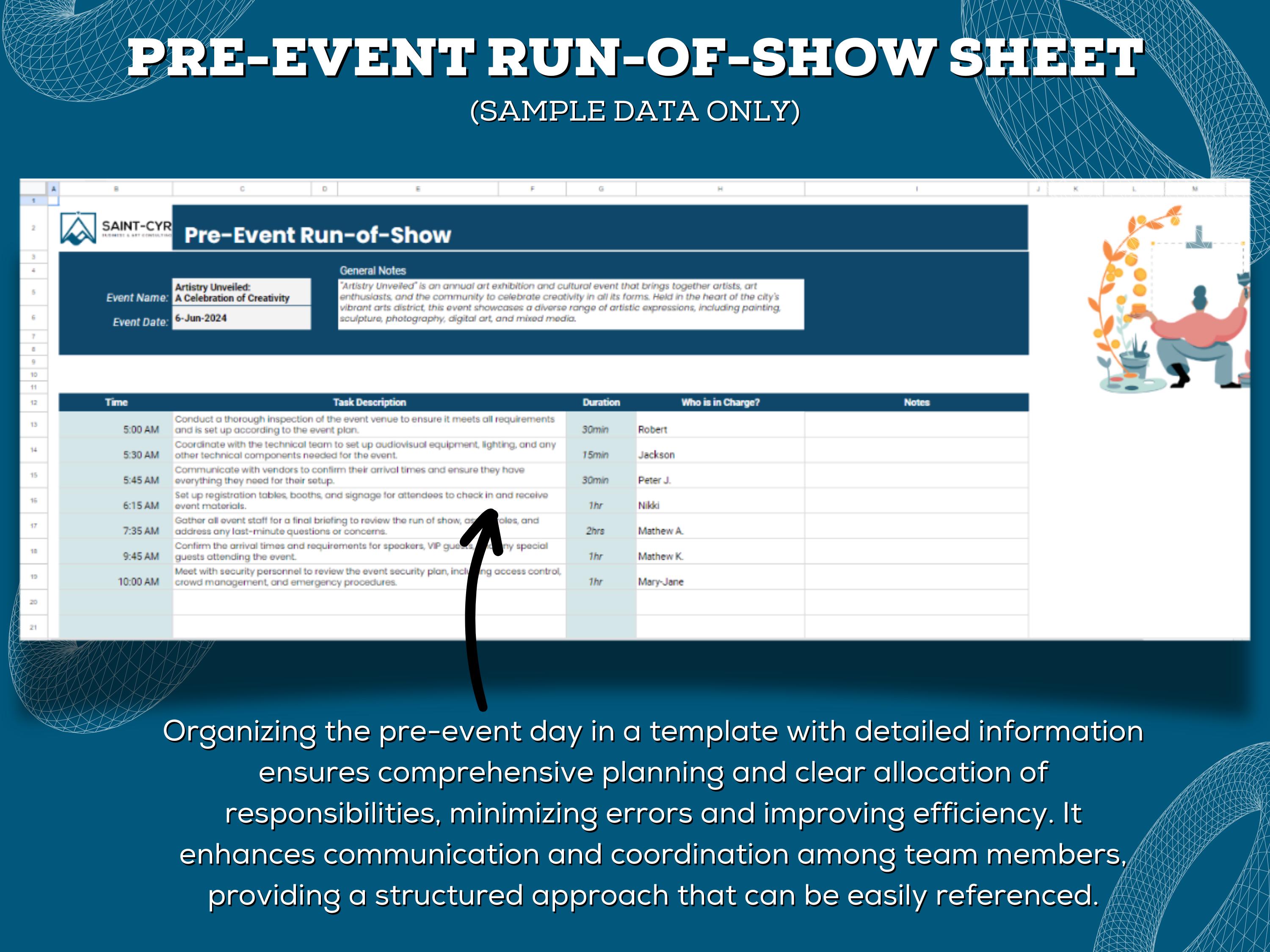 Event Run of Show Template - Etsy