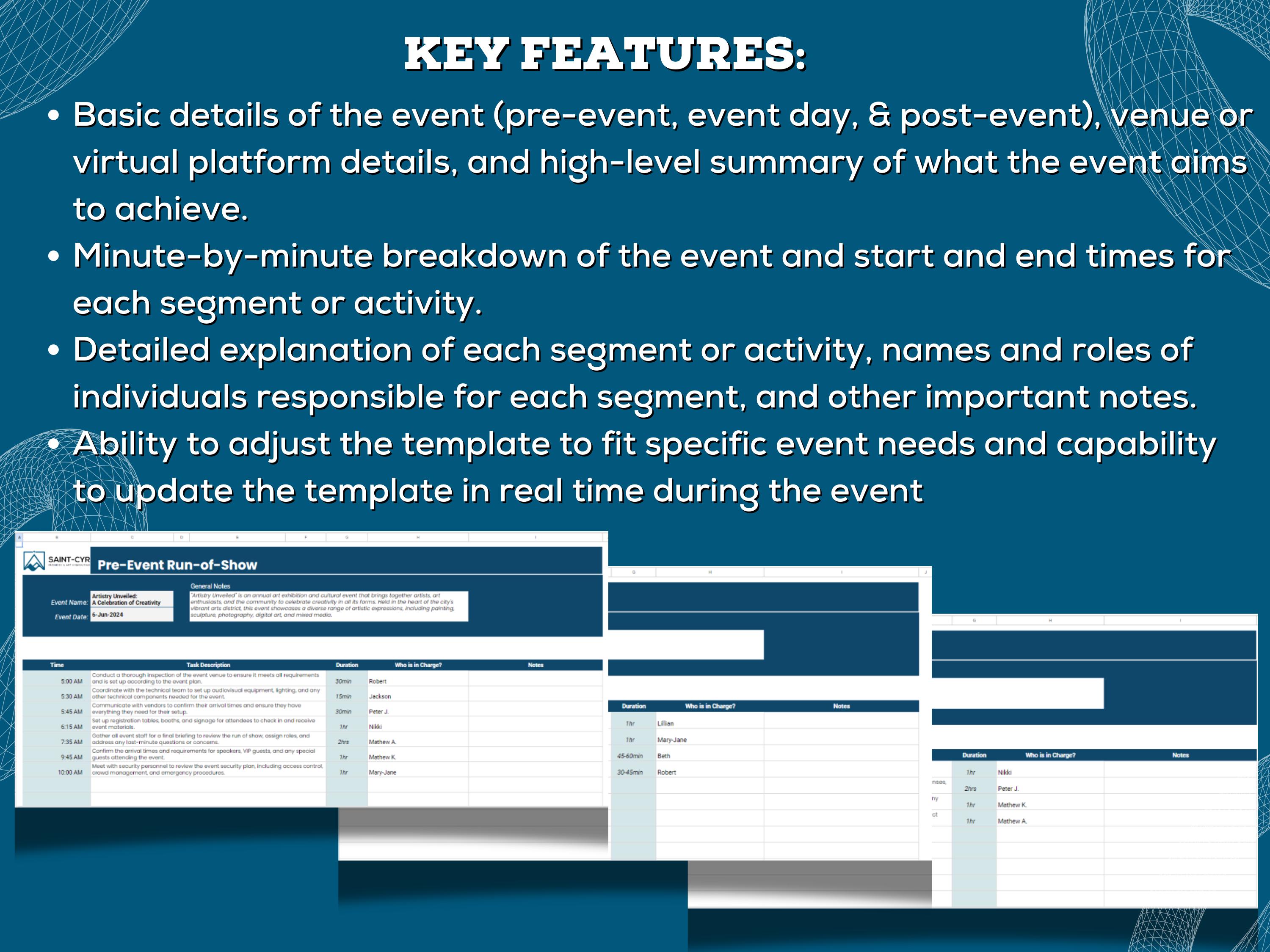 Event Run of Show Template - Etsy
