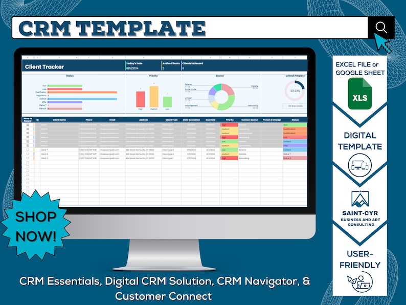 CRM (customer Relationship Management) Template - Etsy