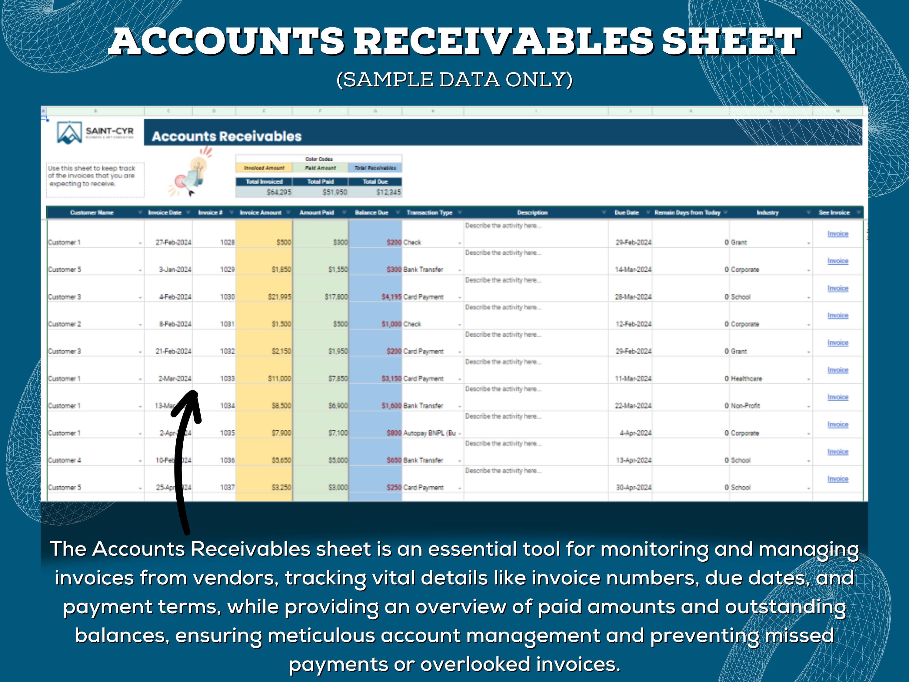 Accounts Receivables Tracker Template - Etsy