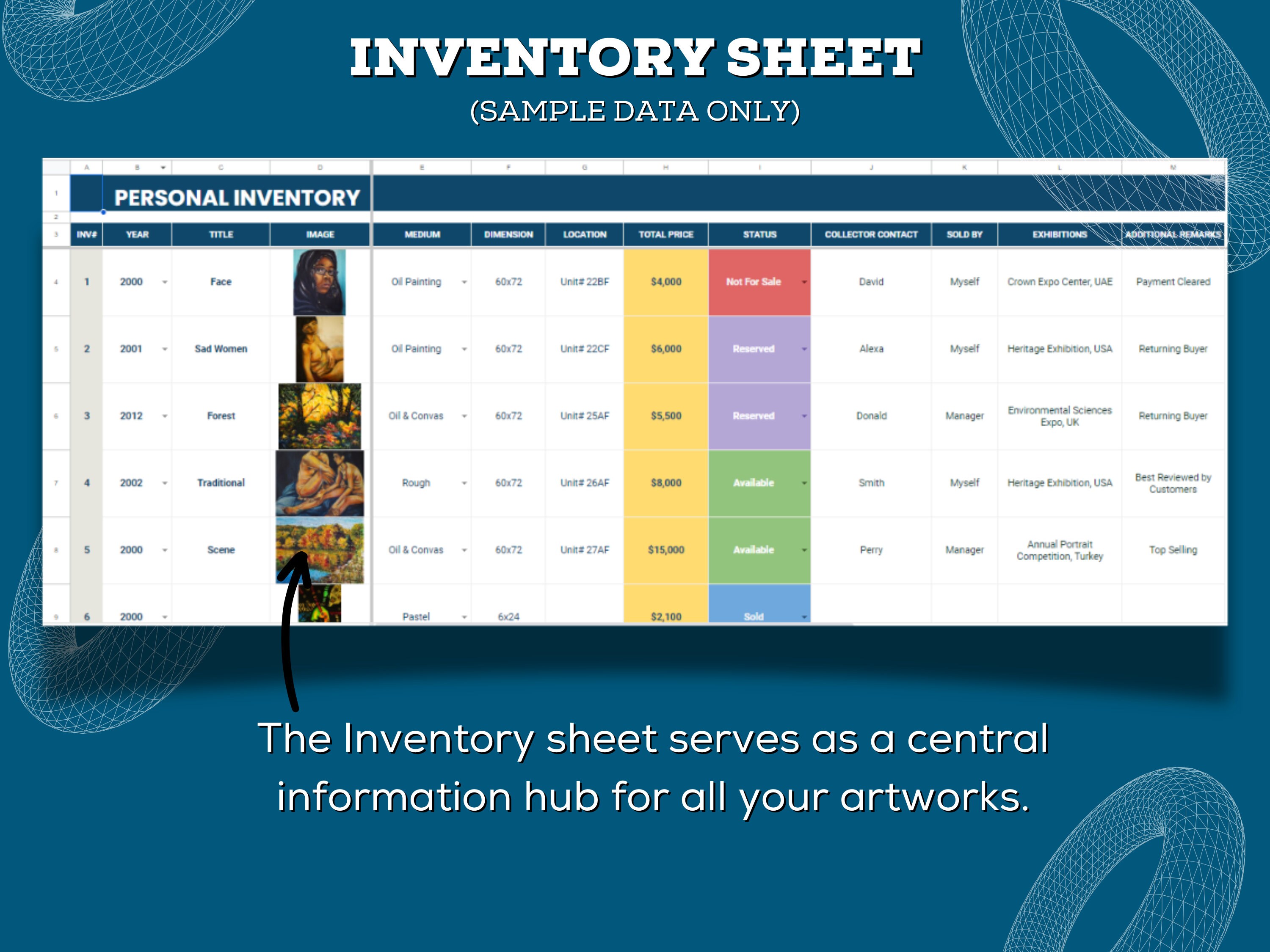 Artwork Inventory Template for Artists - Etsy
