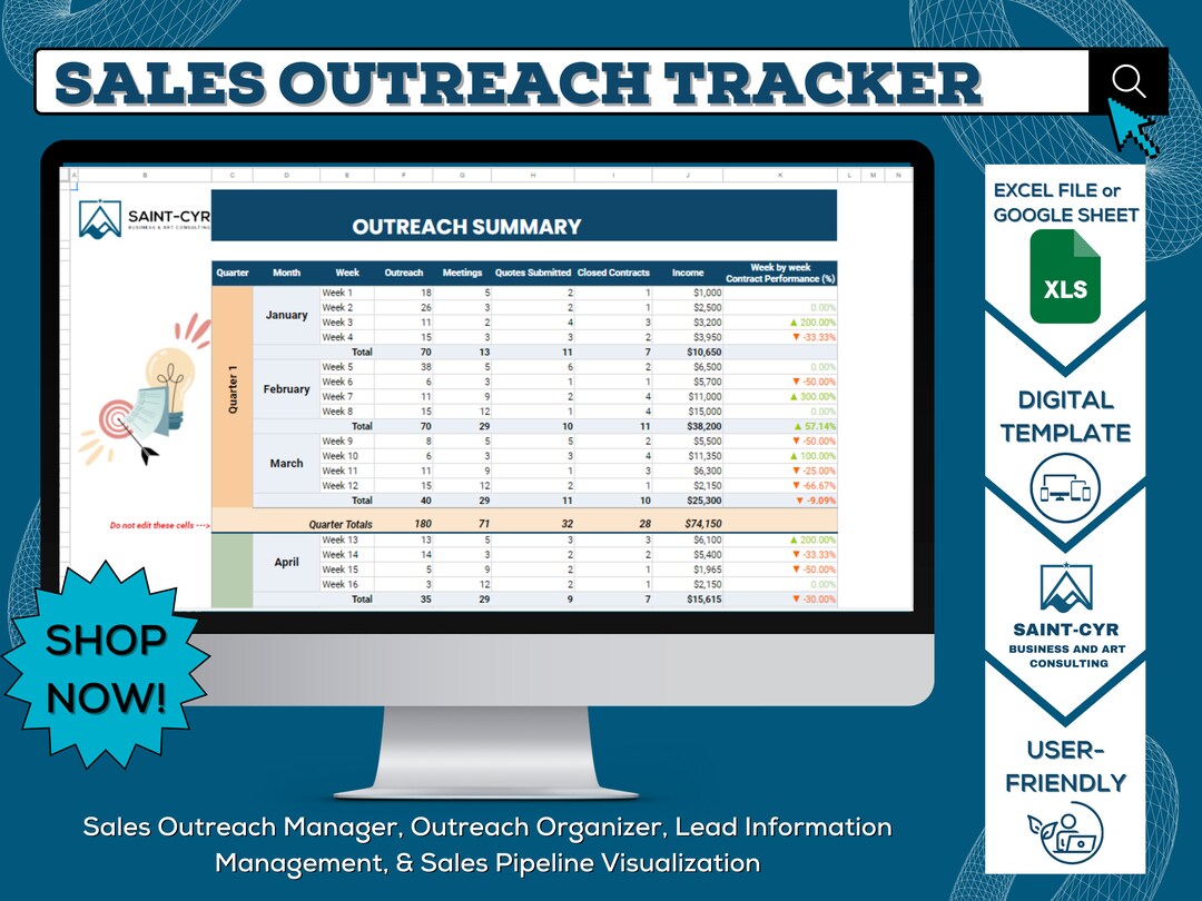 Quarterly Sales Outreach Tracker Template - Etsy