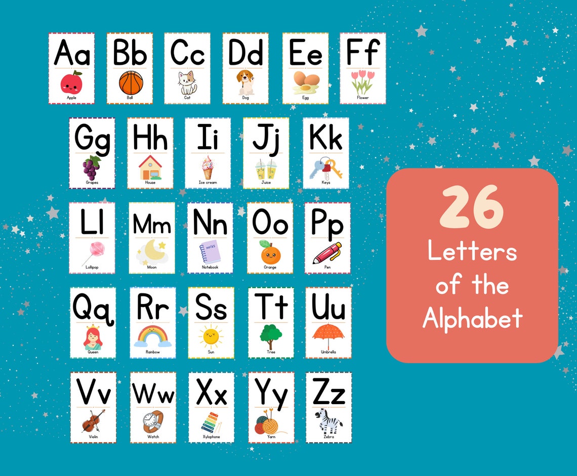 Alphabet Flashcards, 26 Alphabet Flash Cards, ABC Flashcards, Alphabet ...