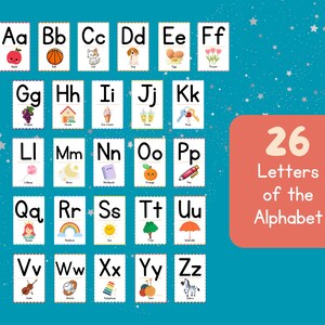 Alphabet Flashcards, 26 Alphabet Flash Cards, ABC Flashcards, Alphabet ...