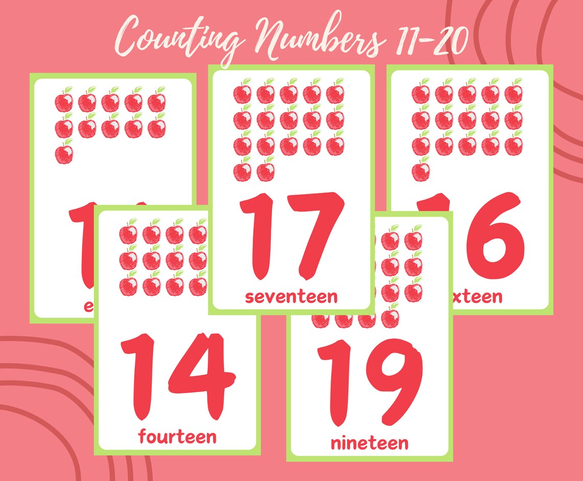 Printable Number Flash Cards 11-20, Number Cards 11-20, Counting ...
