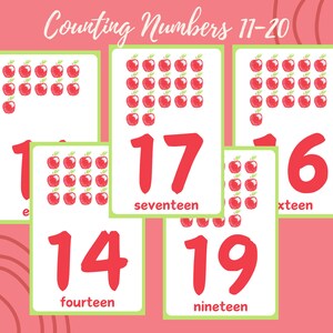 Printable Number Flash Cards 11-20, Number Cards 11-20, Counting ...