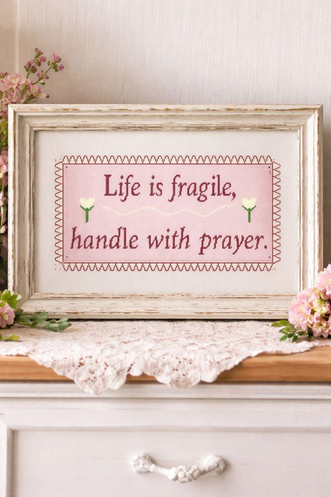 Life is Fragile, Handle With Prayer Needlepoint | Digital Download ...