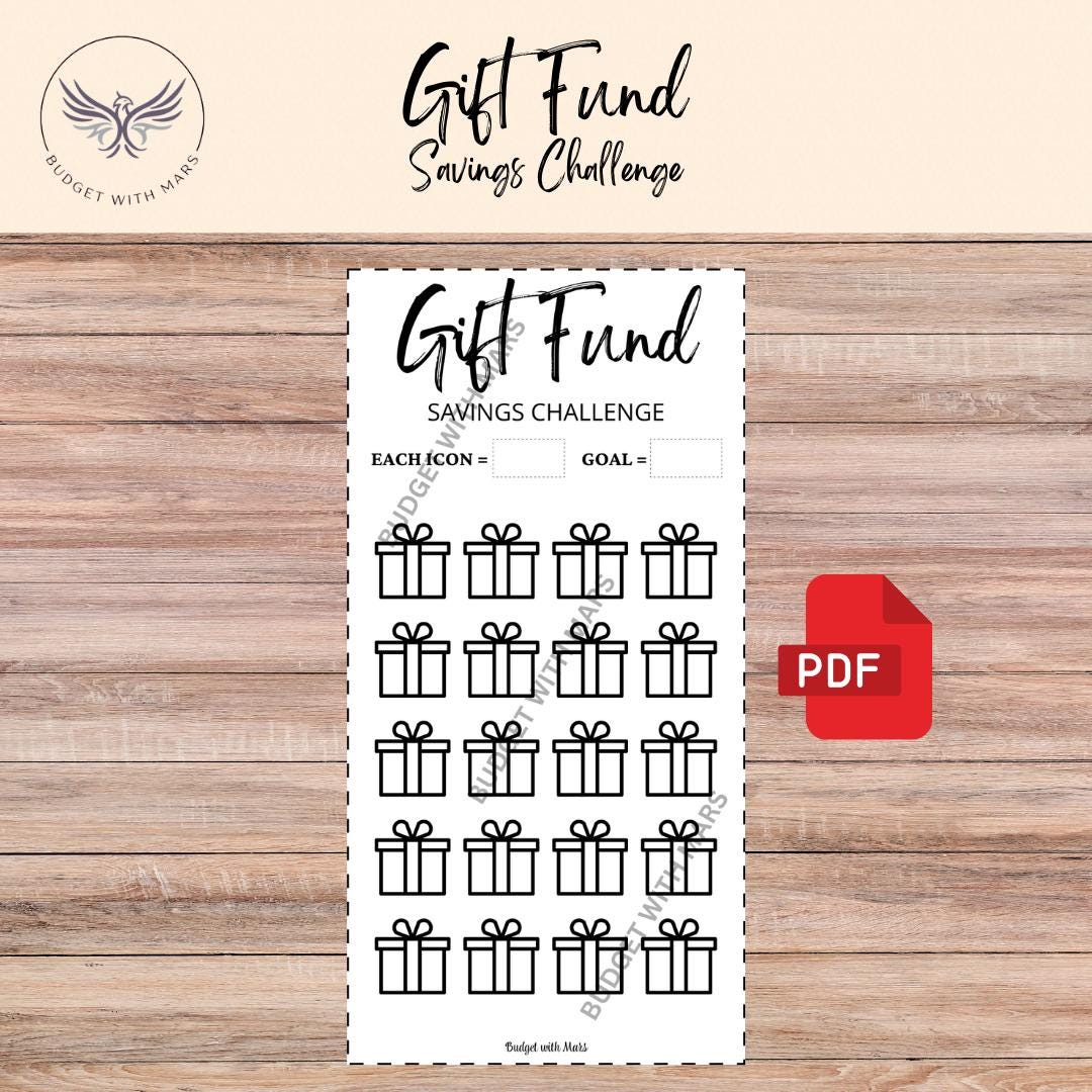 Gift Fund Savings Challenge | Printable PDF | Savings Tracker | Savings ...