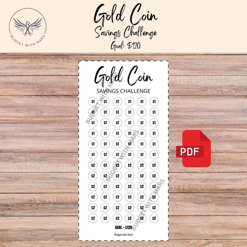 Gold Coin Savings Challenge | Printable PDF | Savings Tracker | Savings ...