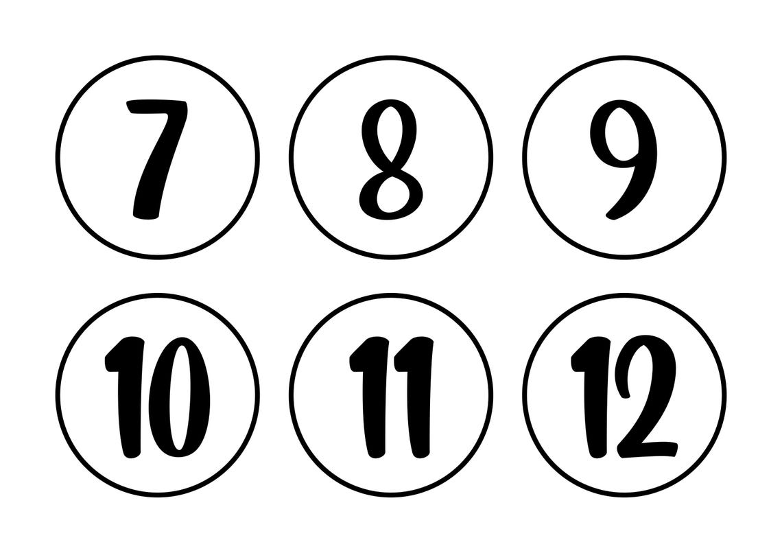 Black and White Circle Number Labels 1-100 Printable, Round Number ...