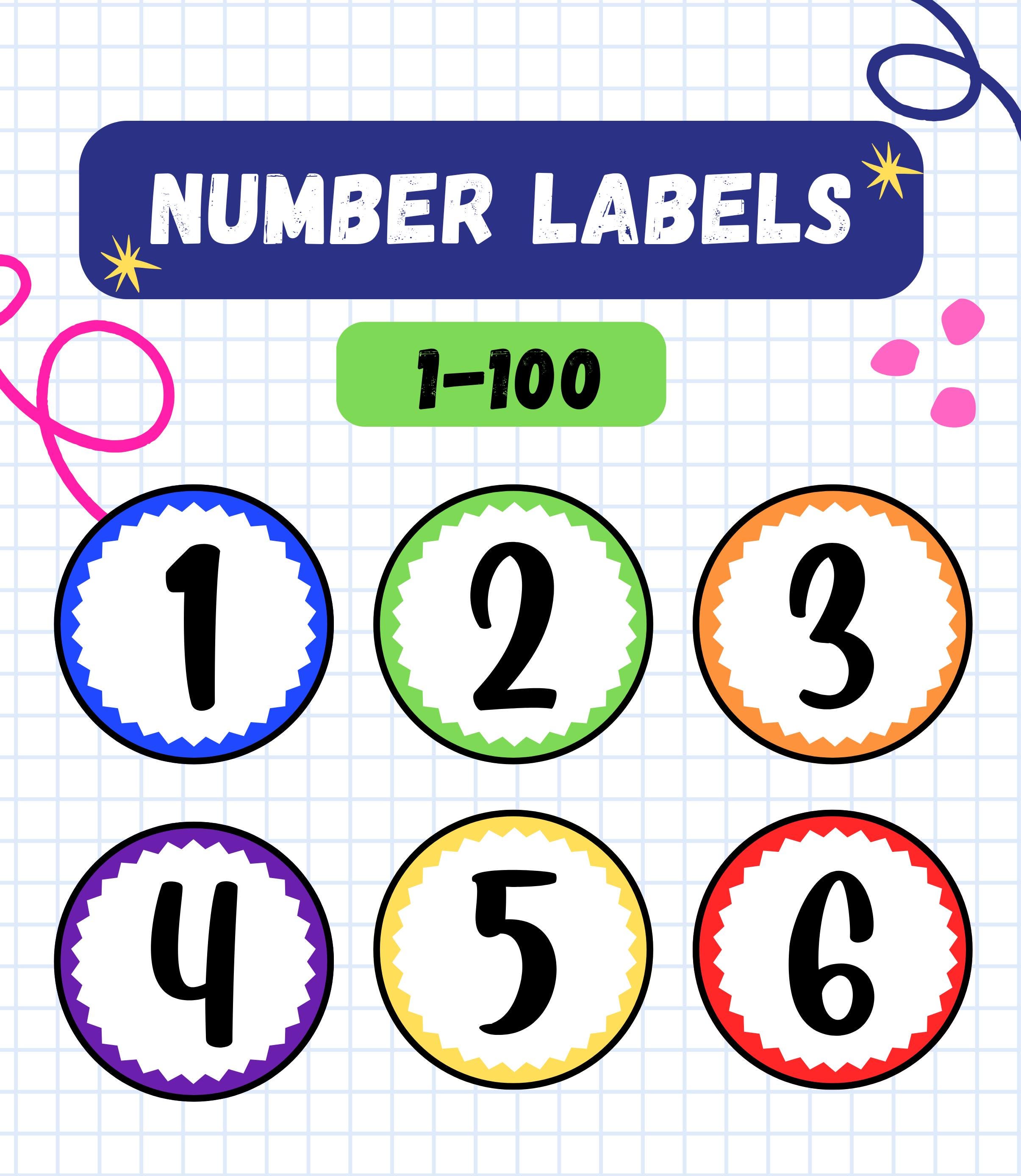 Number Labels Bright Colors, Round Number Labels, Circle Number Tags ...