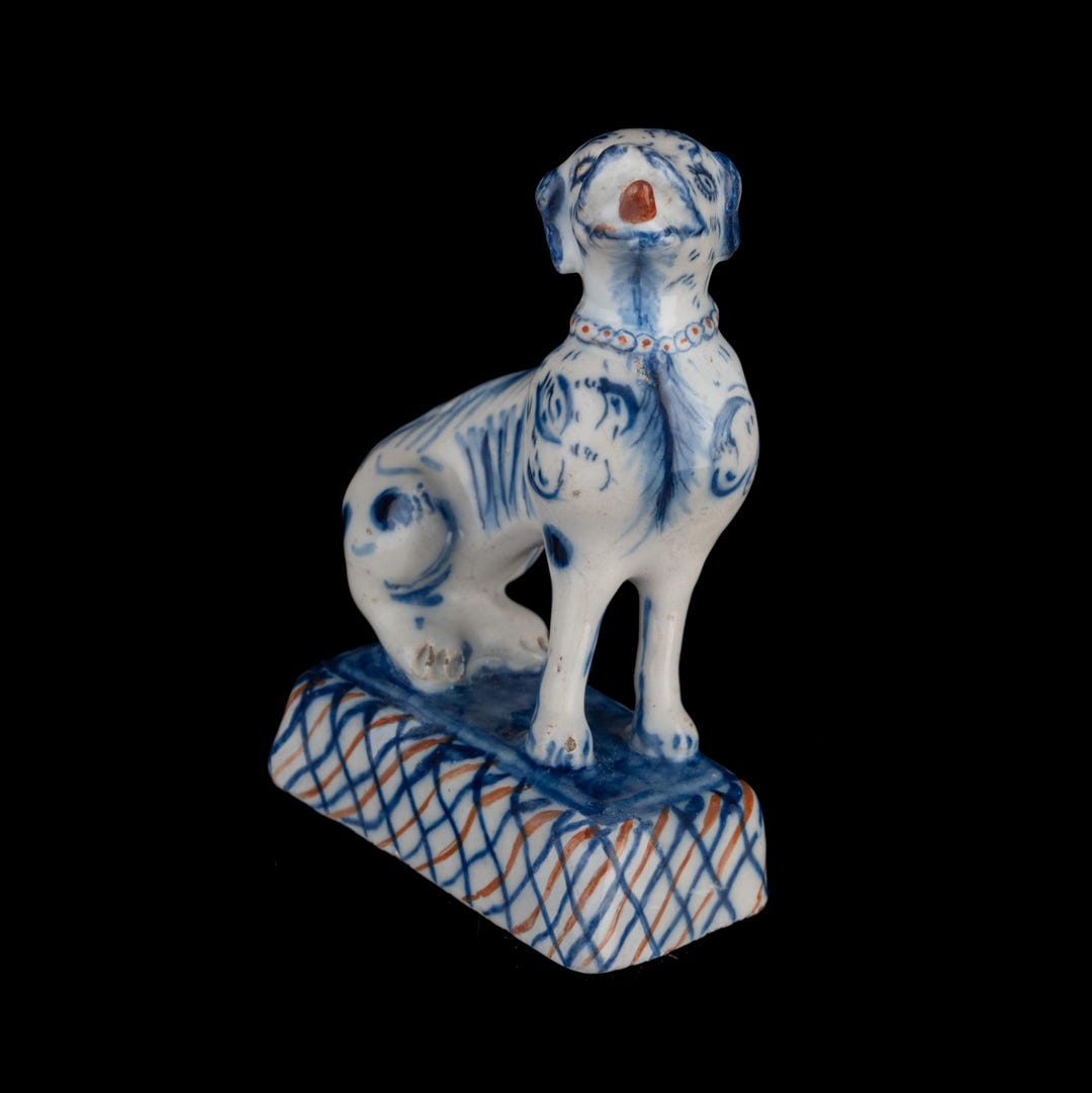 Antique Delft, A Sitting Dog Circa 1740 - Etsy