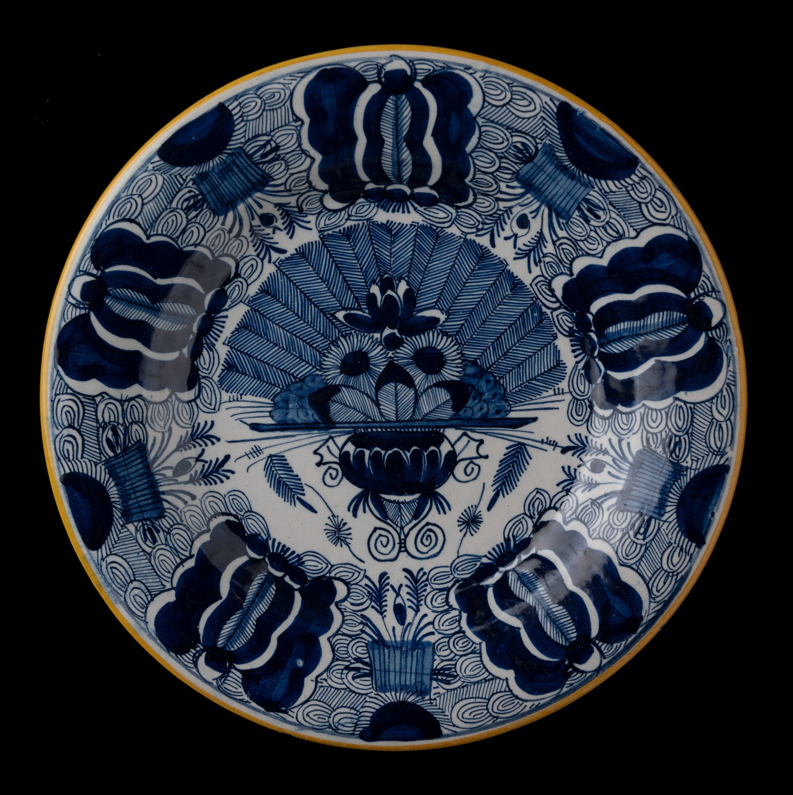 Delft A Set of Two Peacock Design Delftware Hand-painted Large Dishes ...