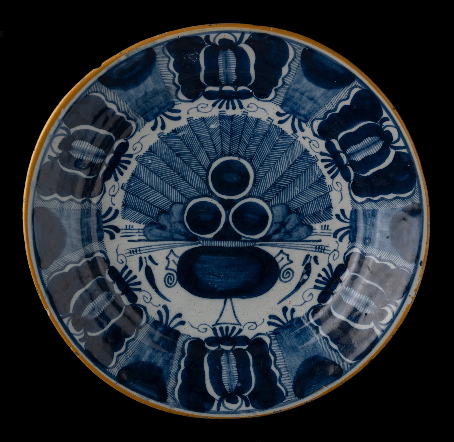 Delft A Set of Two Peacock Design Delftware Hand-painted Large Dishes ...