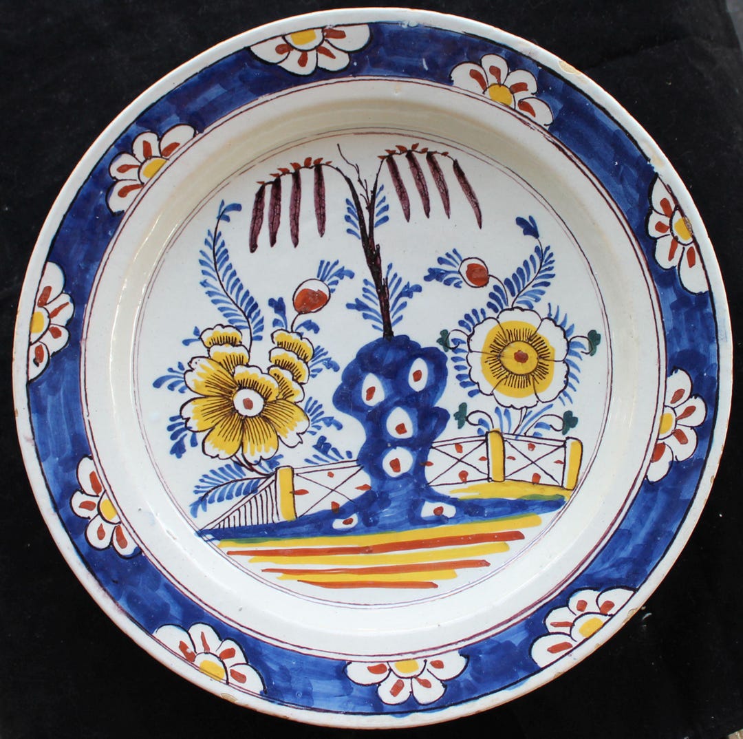 Dutch Delftware Charger, Delft 1750-1800 Oriental Garden 31 Cm / 12.2 ...