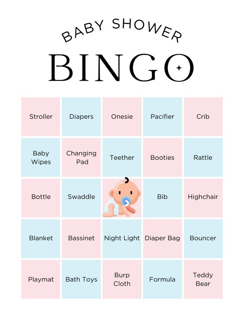 Baby Shower, Bingo Game 25 Prefilled Cards - Etsy