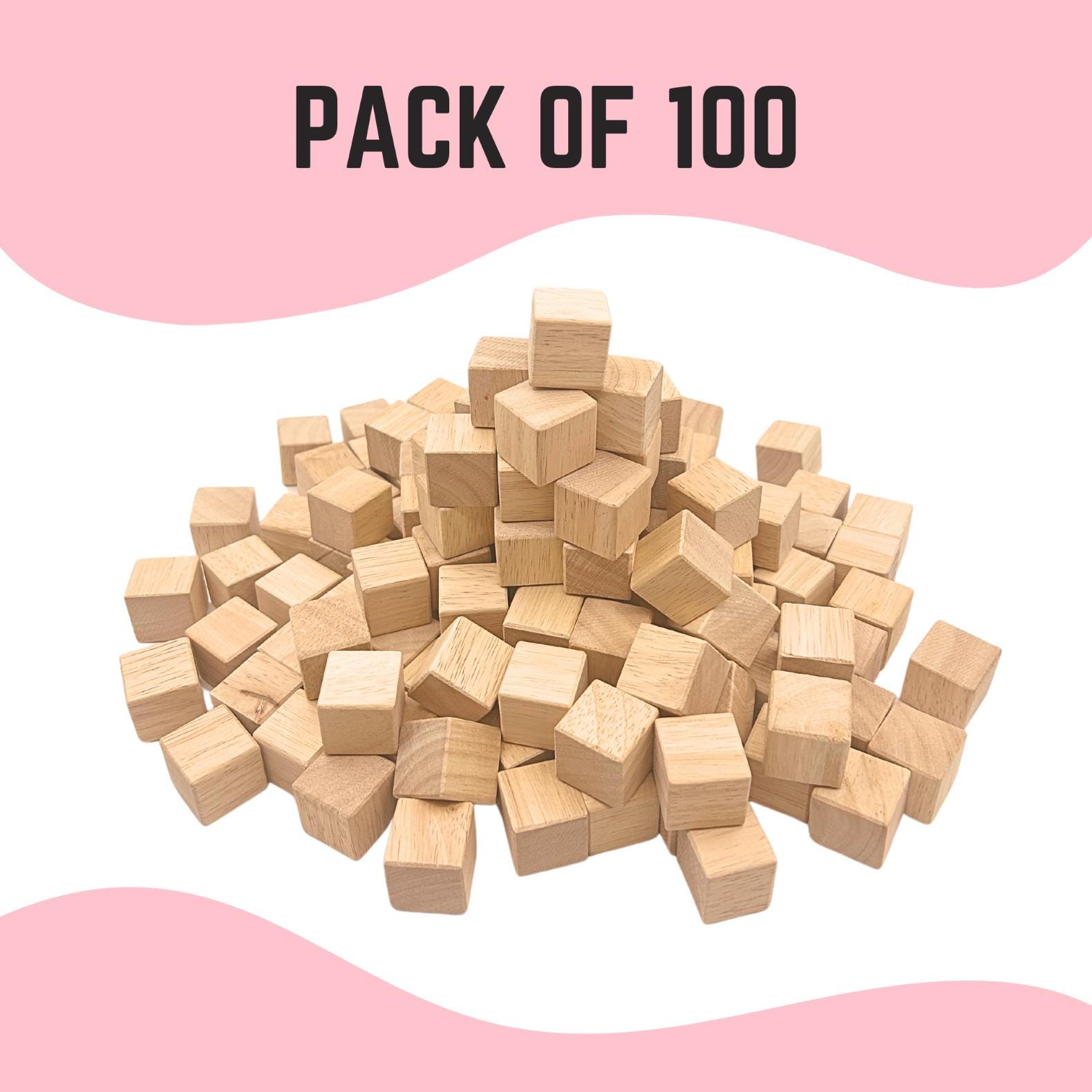Unfinished Wood Blocks 1 Inch for Crafts, DIY, Wooden Cubes, Plain ...