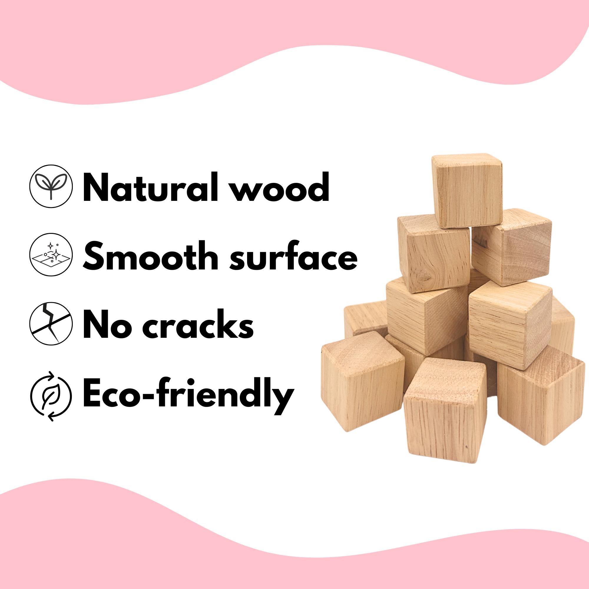 Unfinished Wood Blocks 1 Inch for Crafts, DIY, Wooden Cubes, Plain ...
