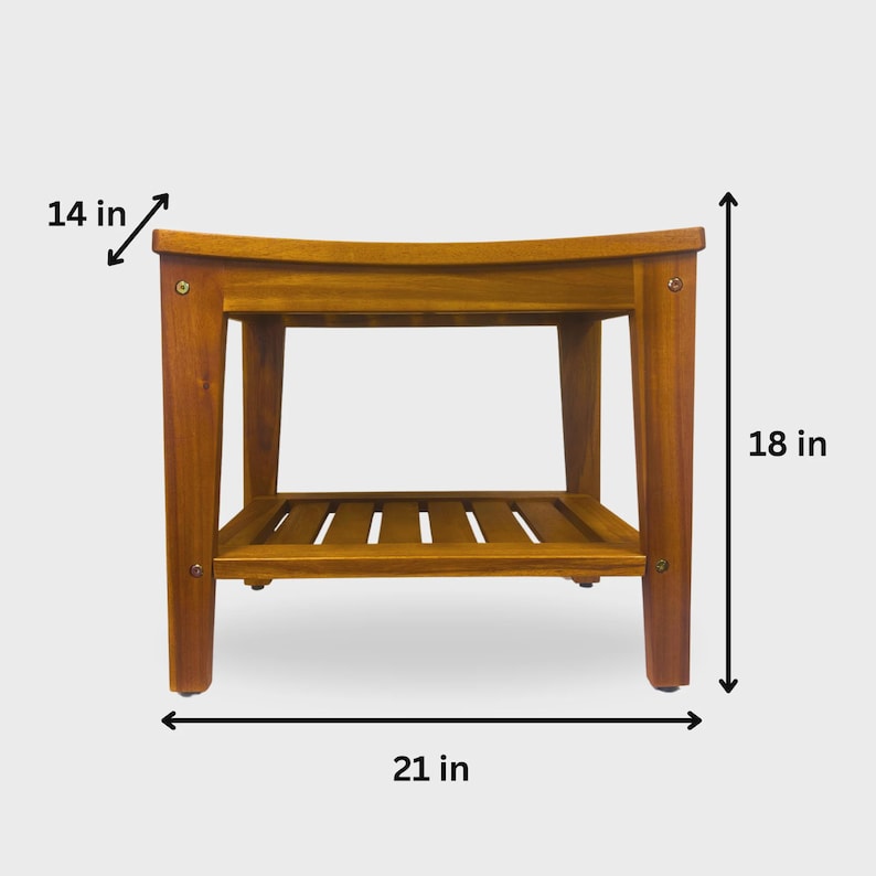 Acacia Shower Bench With Shelf 21 Inch, Wood Shower Stool & Spa, Bath ...