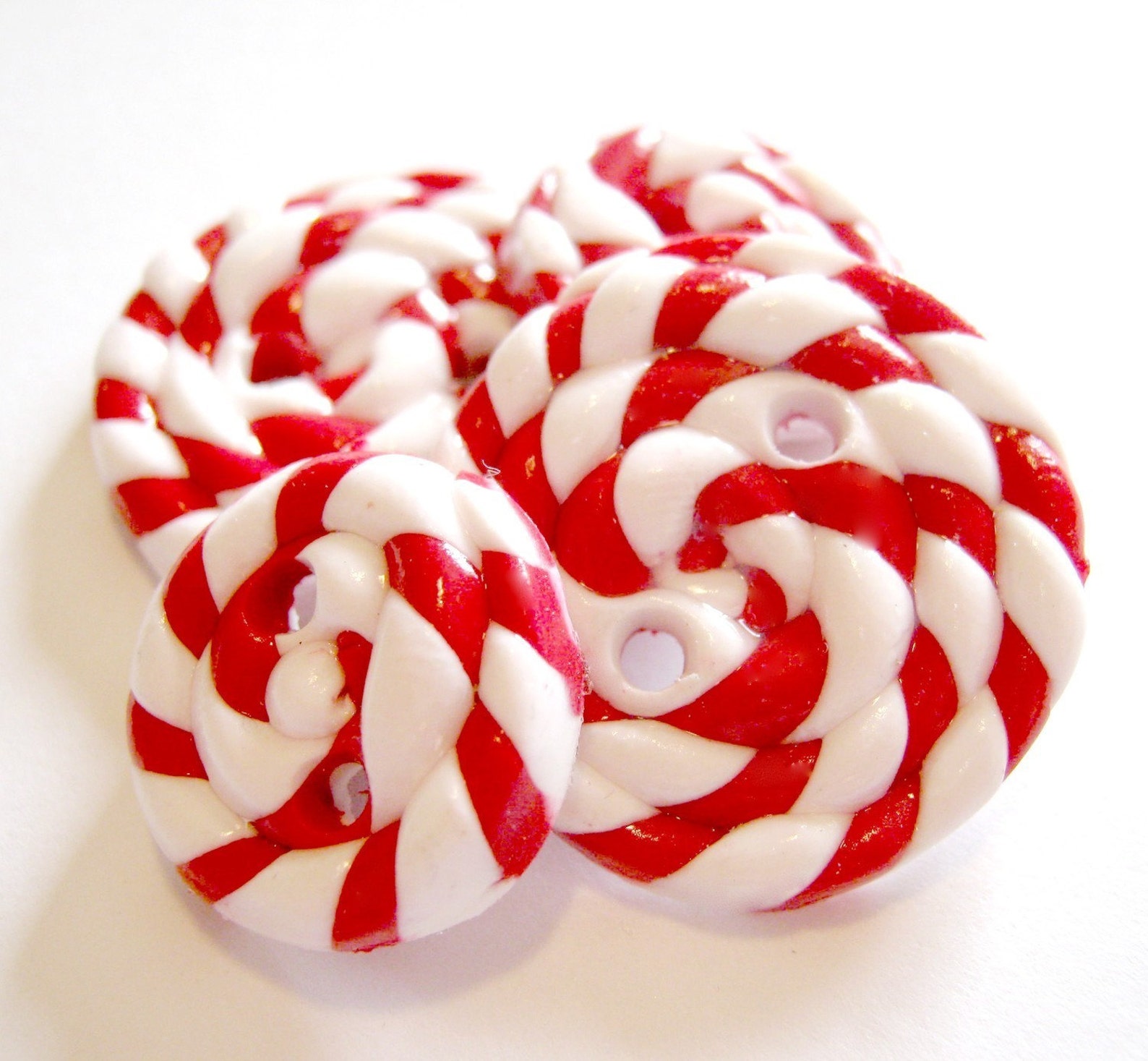Peppermint Candy - Handmade Sewing Buttons (set of 4) - Etsy