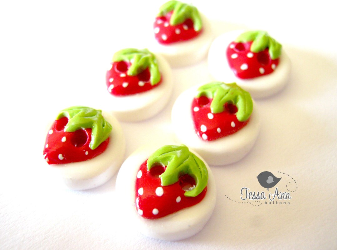 Simple Strawberries handmade Sewing Buttons set of 6 - Etsy