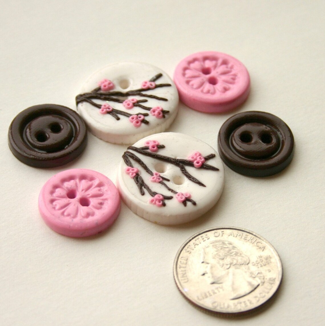 Cherry Blossoms (handmade Buttons Set of 6) - Etsy