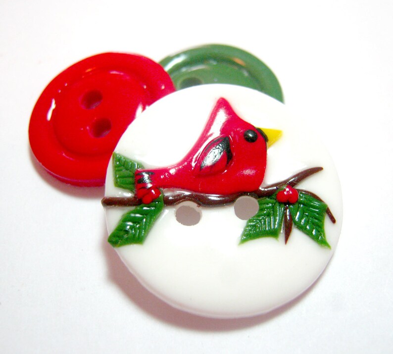 Red Cardinal- (handmade Buttons Set of 3) - Etsy