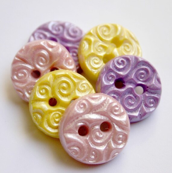 Items similar to Pearled Pastels (handmade buttons set of 6) on Etsy