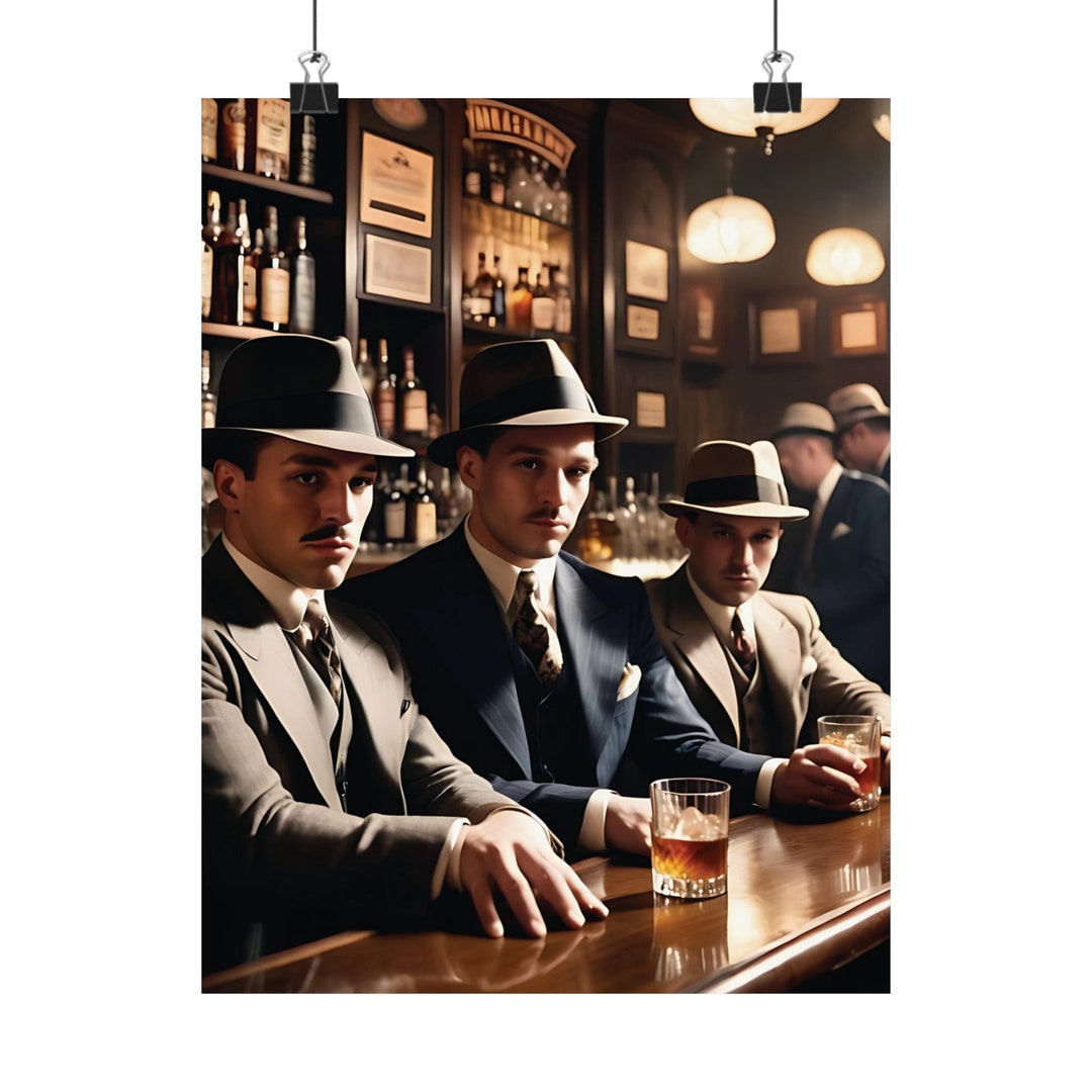 1930s Prohibition Era Poster Vintage Bar Scene Wall Art Retro Speakeasy ...